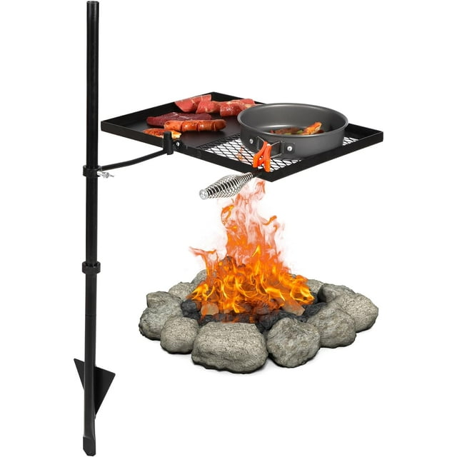 Free Shipping! Lineslife Folding Fire Pit Swivel Grill Grate & Griddle ...