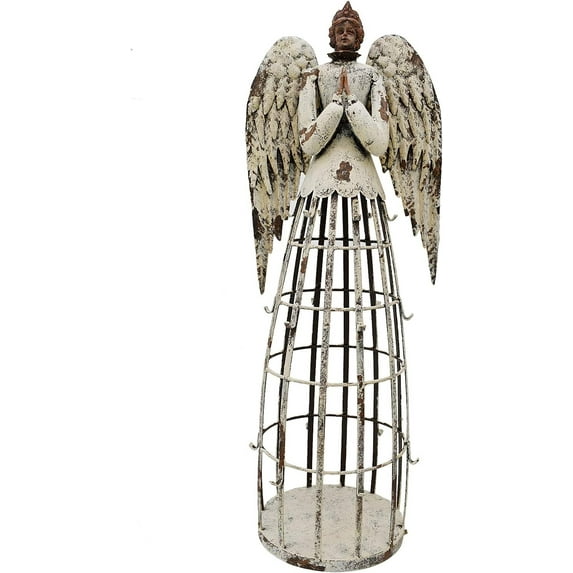 Linfevisi Garden Angel Statue Decor Rustic Metal Angel Sculpture Garden ...