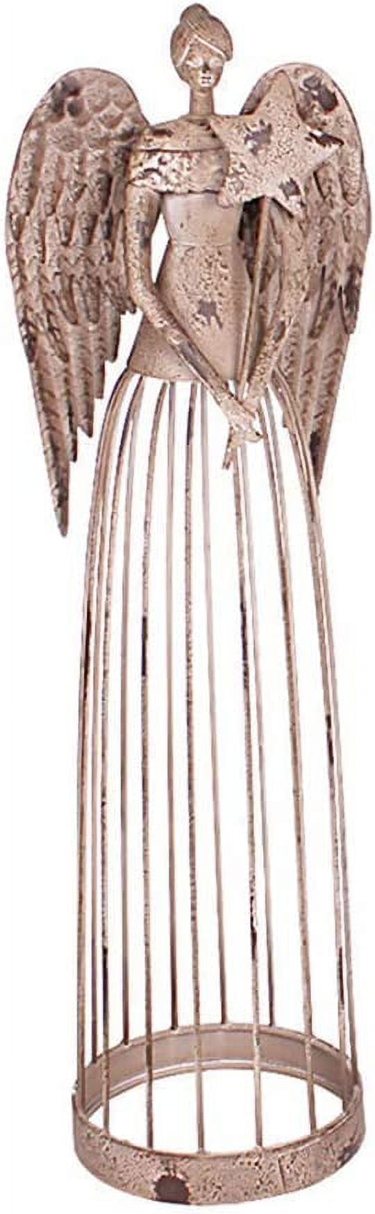 Linfevisi Garden Angel Statue Decor Rustic Metal Angel Sculpture Yard ...