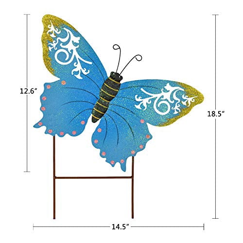 Linfevisi Metal Butterfly Garden Stakes Decor Spring Decorative ...