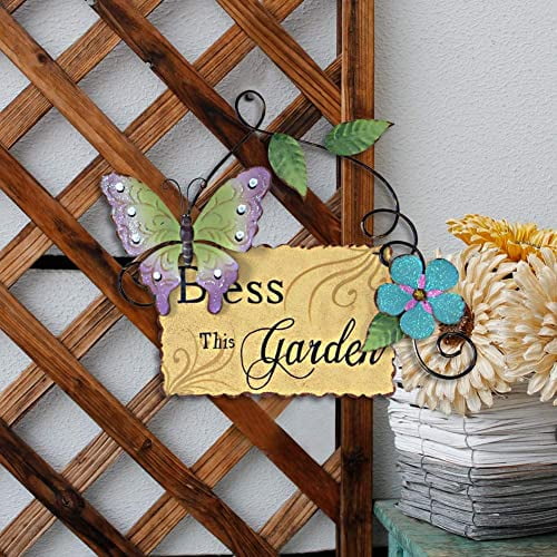 Linfevisi Metal Garden Welcome Sign Decor Rustic Hanging Plaque ...