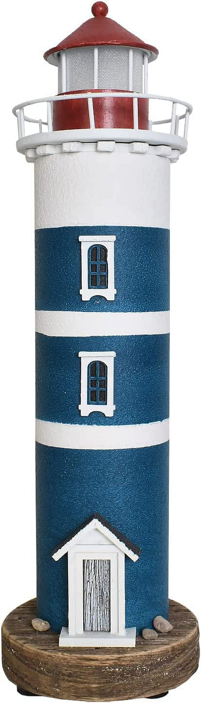 Linfevisi Wooden Lighthouse Decor with Light Tabletop Nautical Decor ...