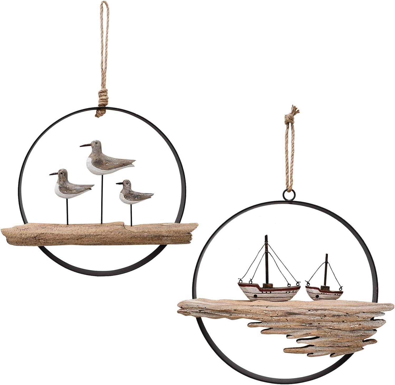 Linfevisi Wooden Seagull Sailboat Wall Decor Hanging Nautical ...