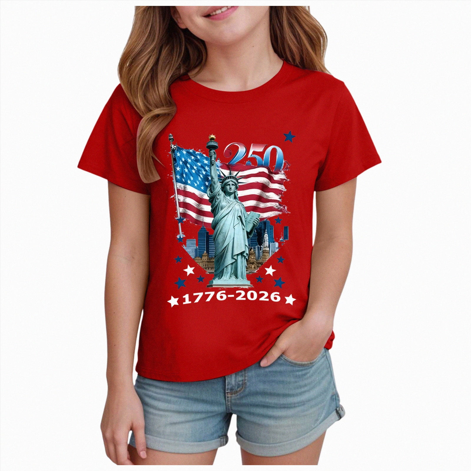Linfrsh Girl's Memorial Day T-Shirt Toddler Girl 4th of July Crewneck ...