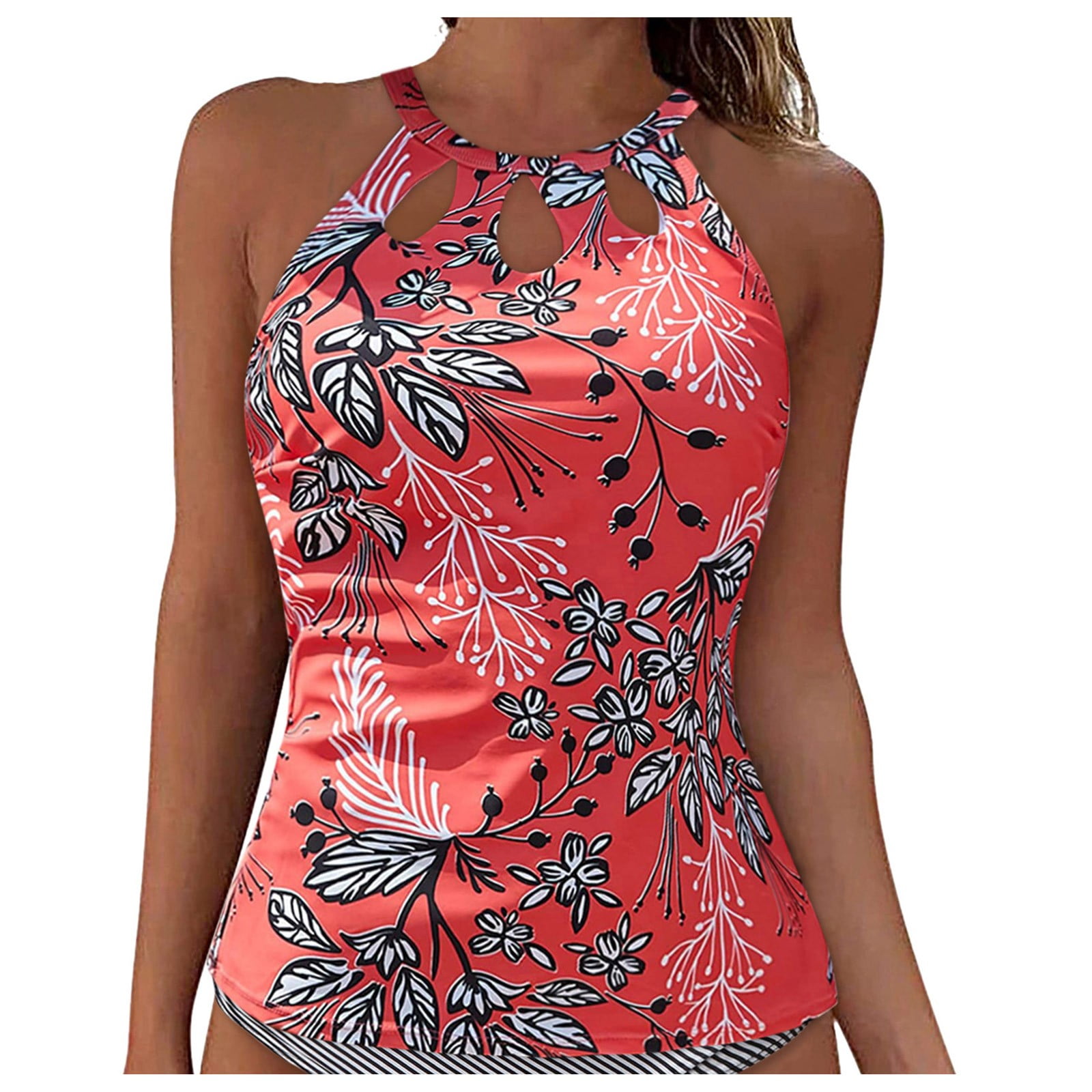 Linfrsh High Neck Tankini Top Backless Bathing Suit Tops for Women ...