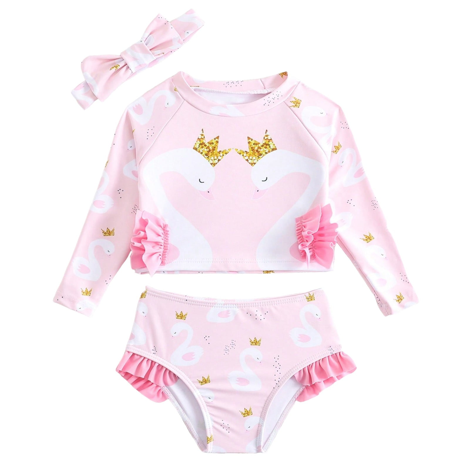 Linfrsh Kids Girls Swimsuits 3 Piece Rash Guard Set Toddler Long Sleeve ...