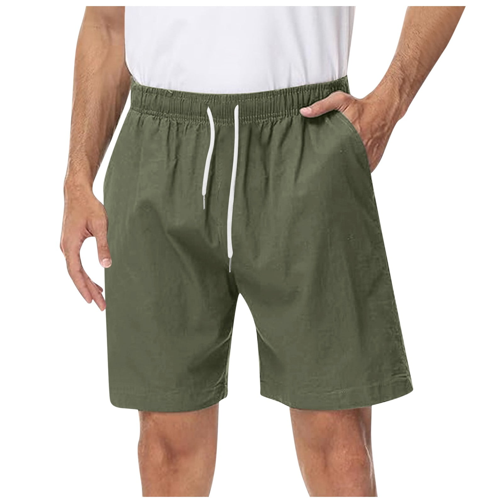 Linfrsh Men's Athletic Shorts,Casual Cotton Elastic Waist Shorts for ...