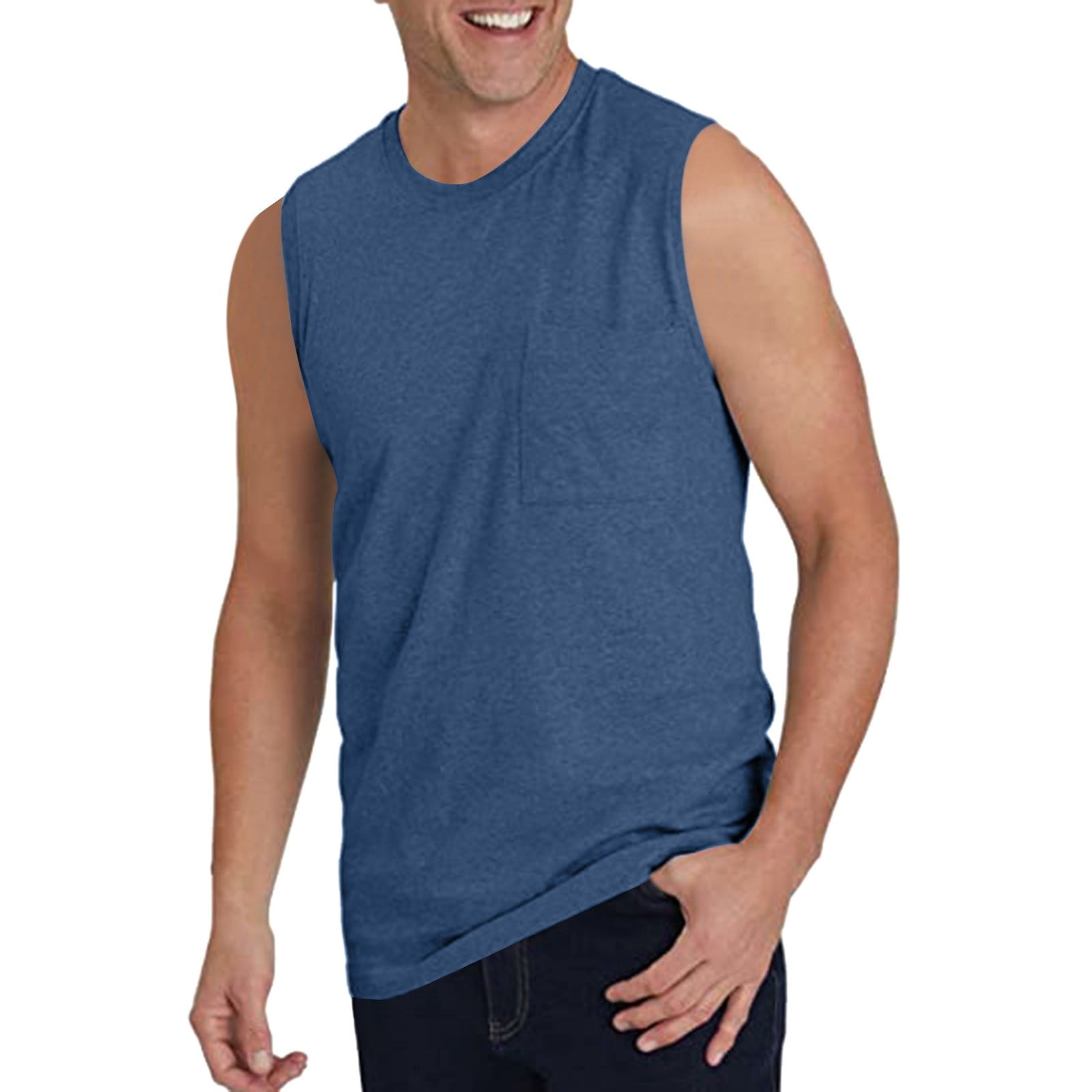 Linfrsh Men's Sleeveless Gym Tank Tops with Pocket Workout Bodybuilding ...