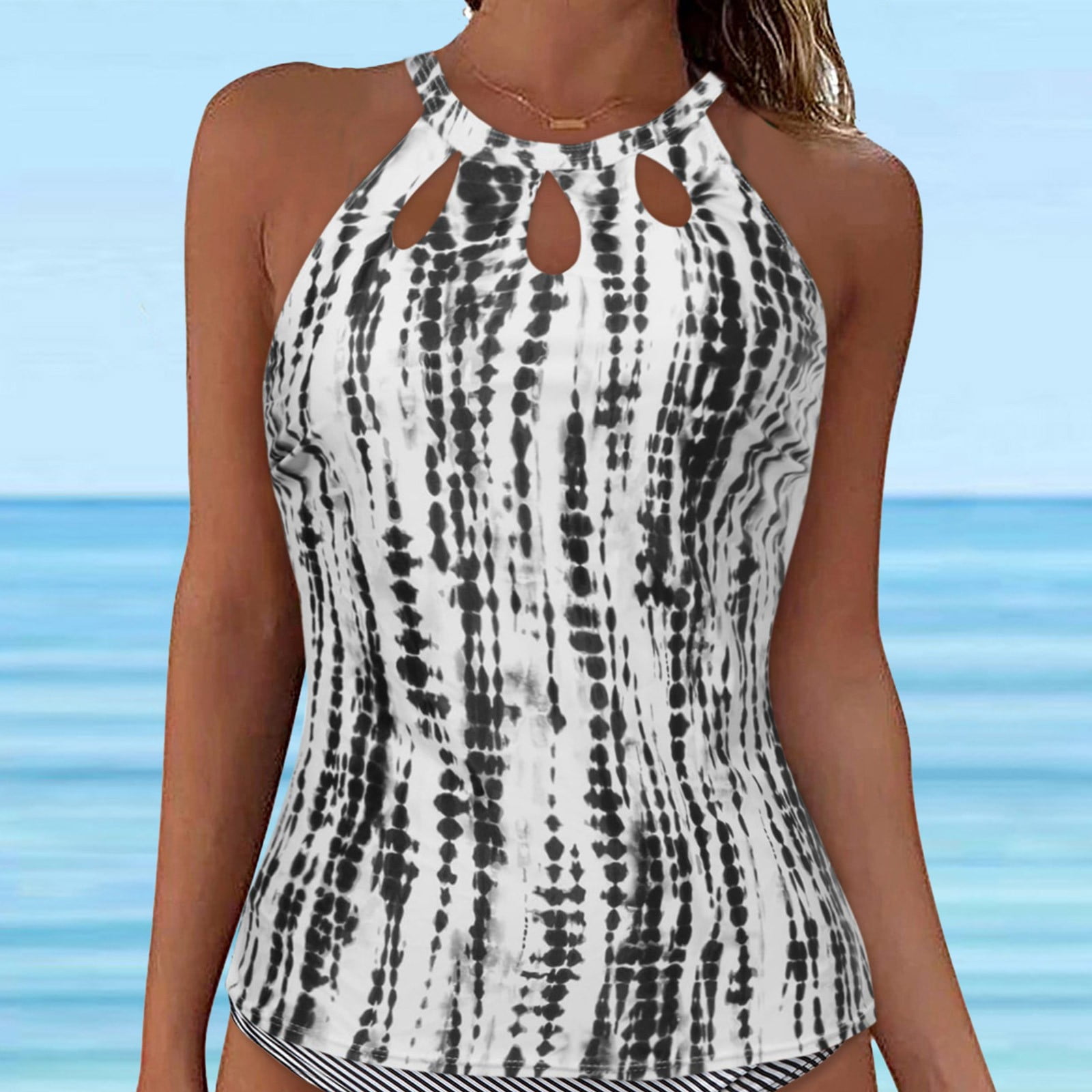 Linfrsh Tankini Tops for Women Swimwear Top Only Tummy Control Bathing ...