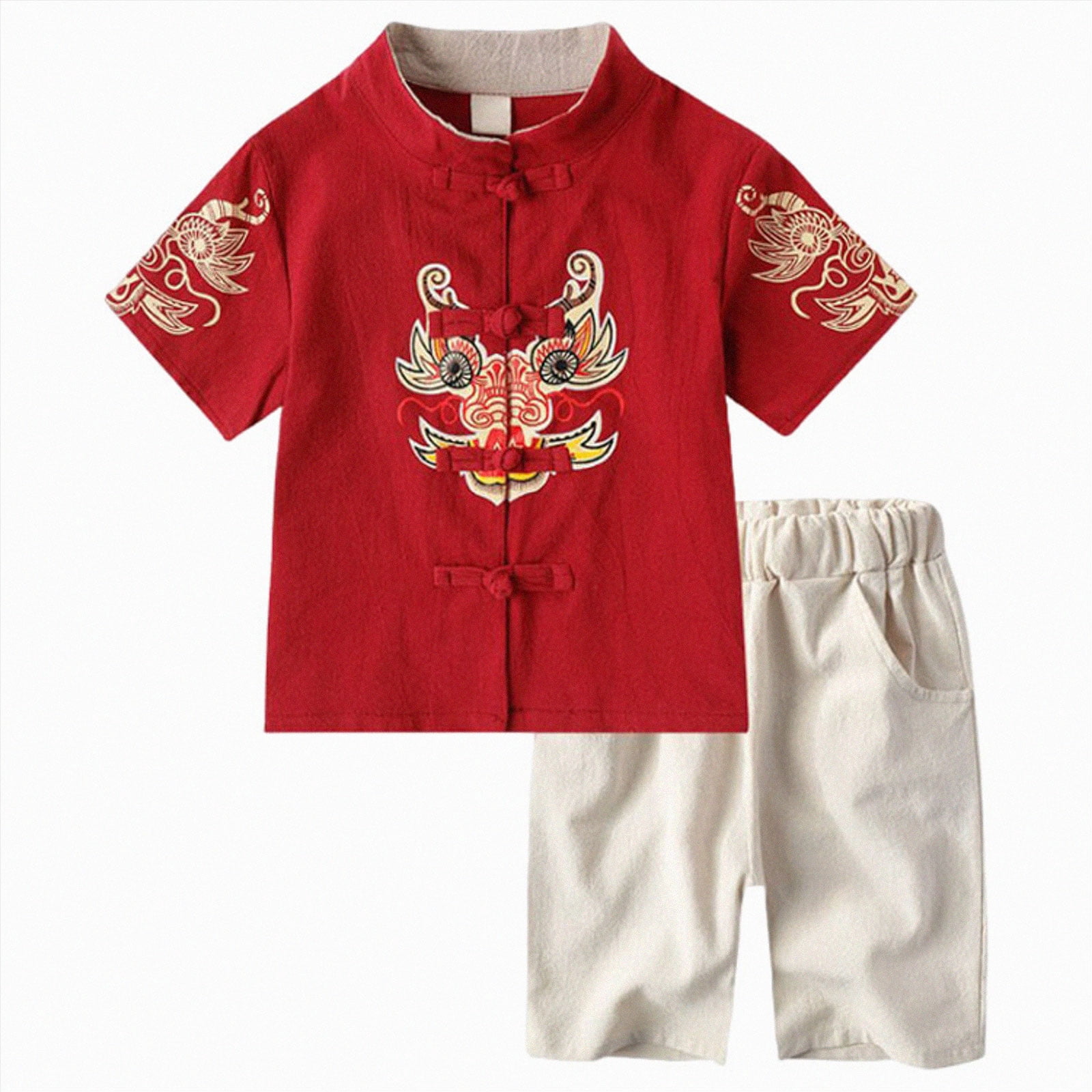 Linfrsh Toddler Boy Outfit Little Boys Dragon Tang Jacket Long Sleeve ...