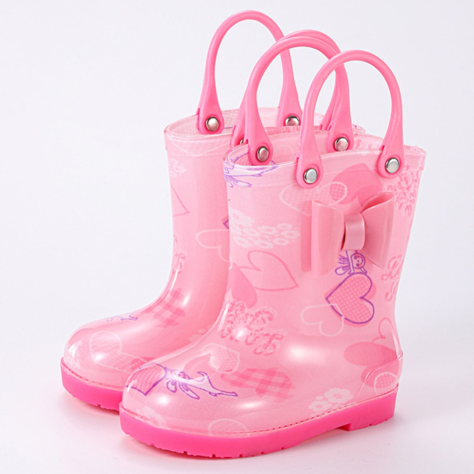 Linfrsh Toddler Kids Glitter Light Up Waterproof Rain Boots for Girls ...