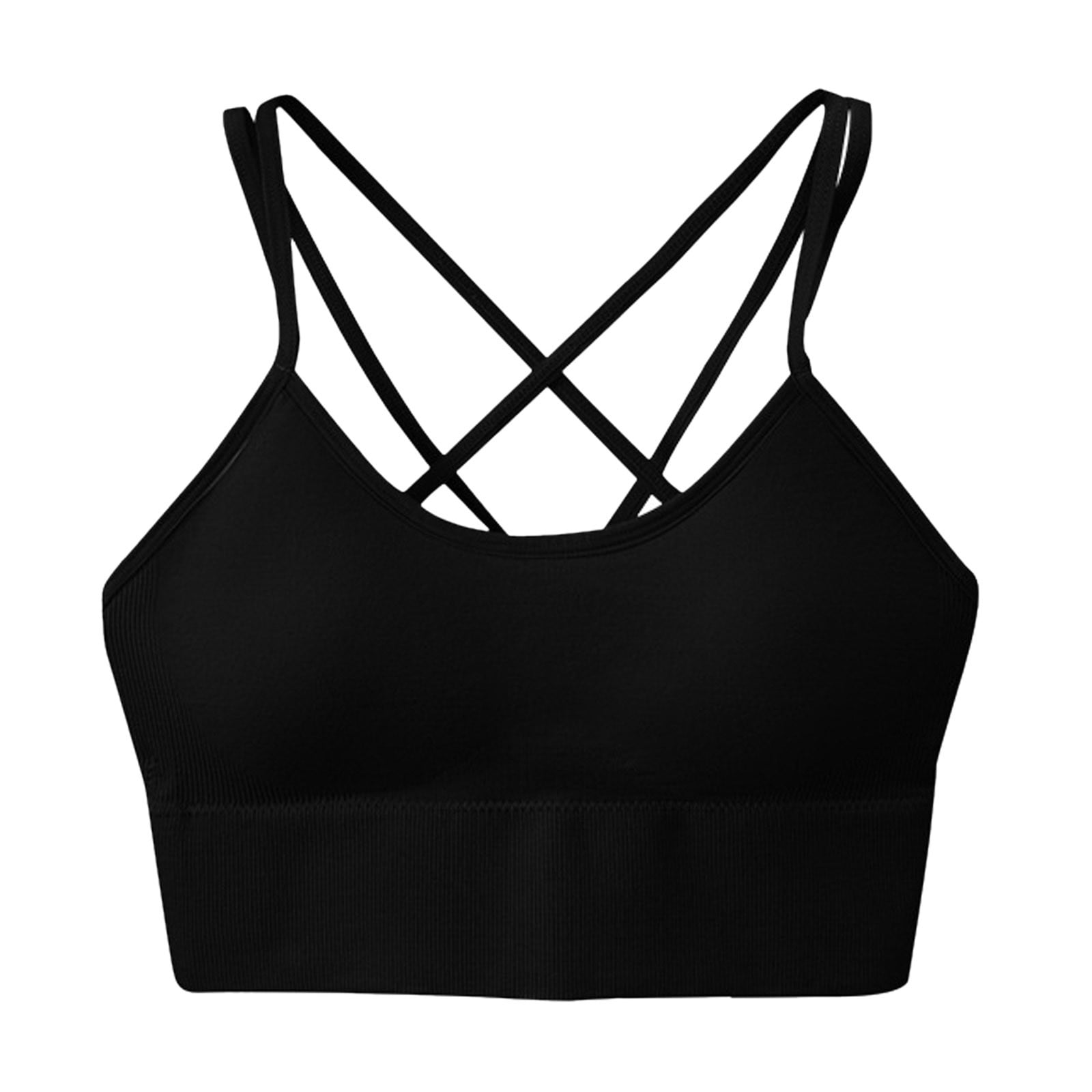 Linfrsh Womens Strappy Longline Sports Bra - Molded Cup Double ...