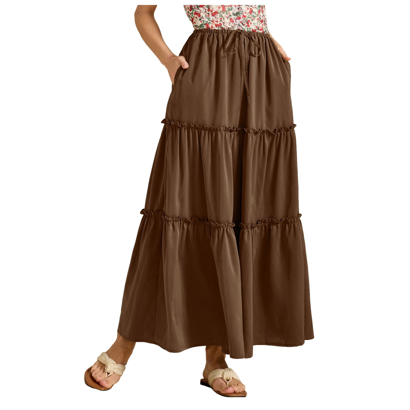 Linfrsh Womens Skirts Women’s Summer Boho Floral Printed Elastic High ...