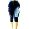 Ling Collection Women's Plus Size Capri Denim Jeans Ripped Distressed ...