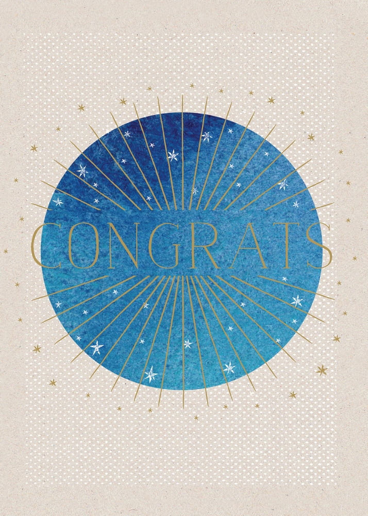 Ling Design Blue Circle and Shining Gold Stars Congratulations Card ...