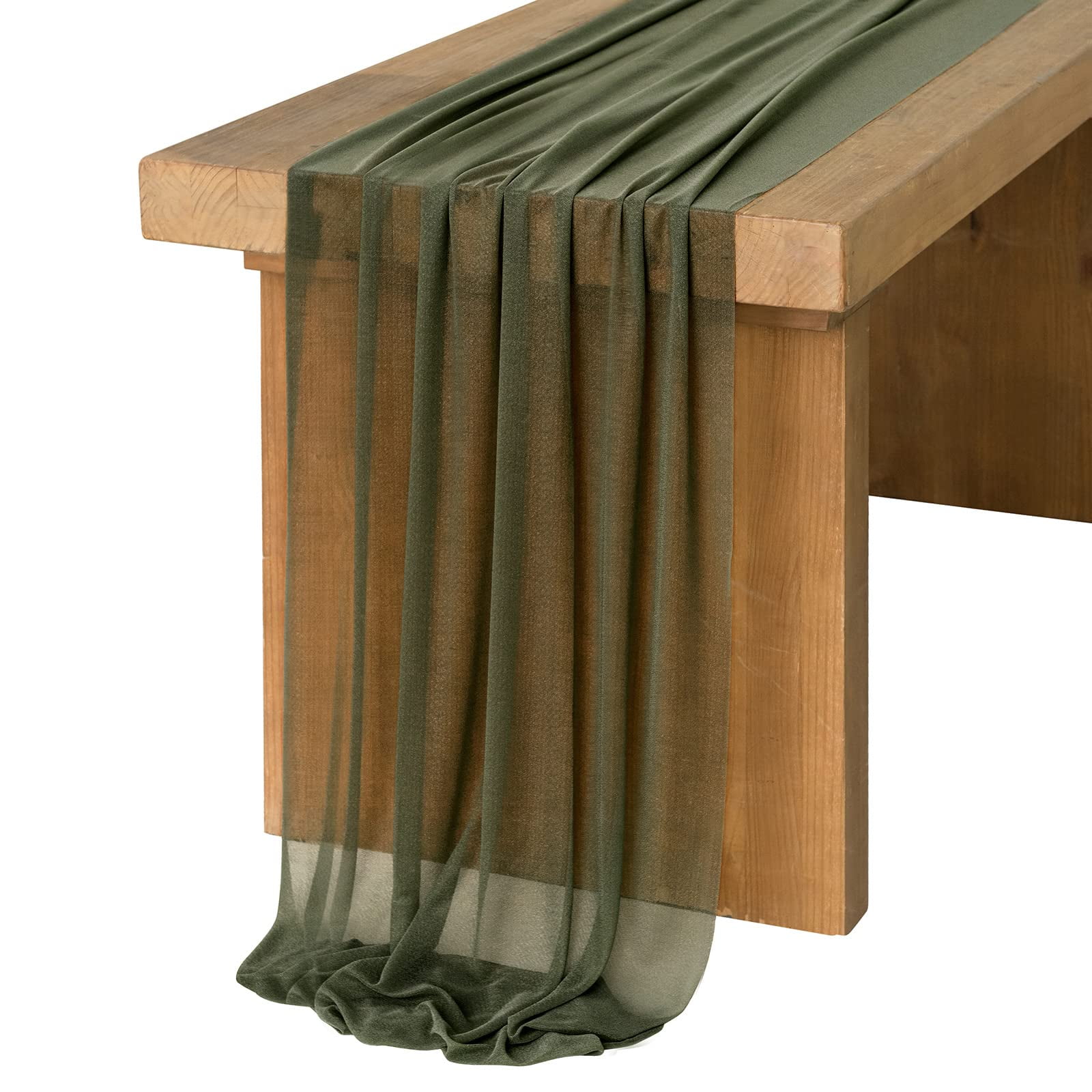 Ling's Moment 14Ft Emerald Green Sheer Chiffon Like Table Runner with ...