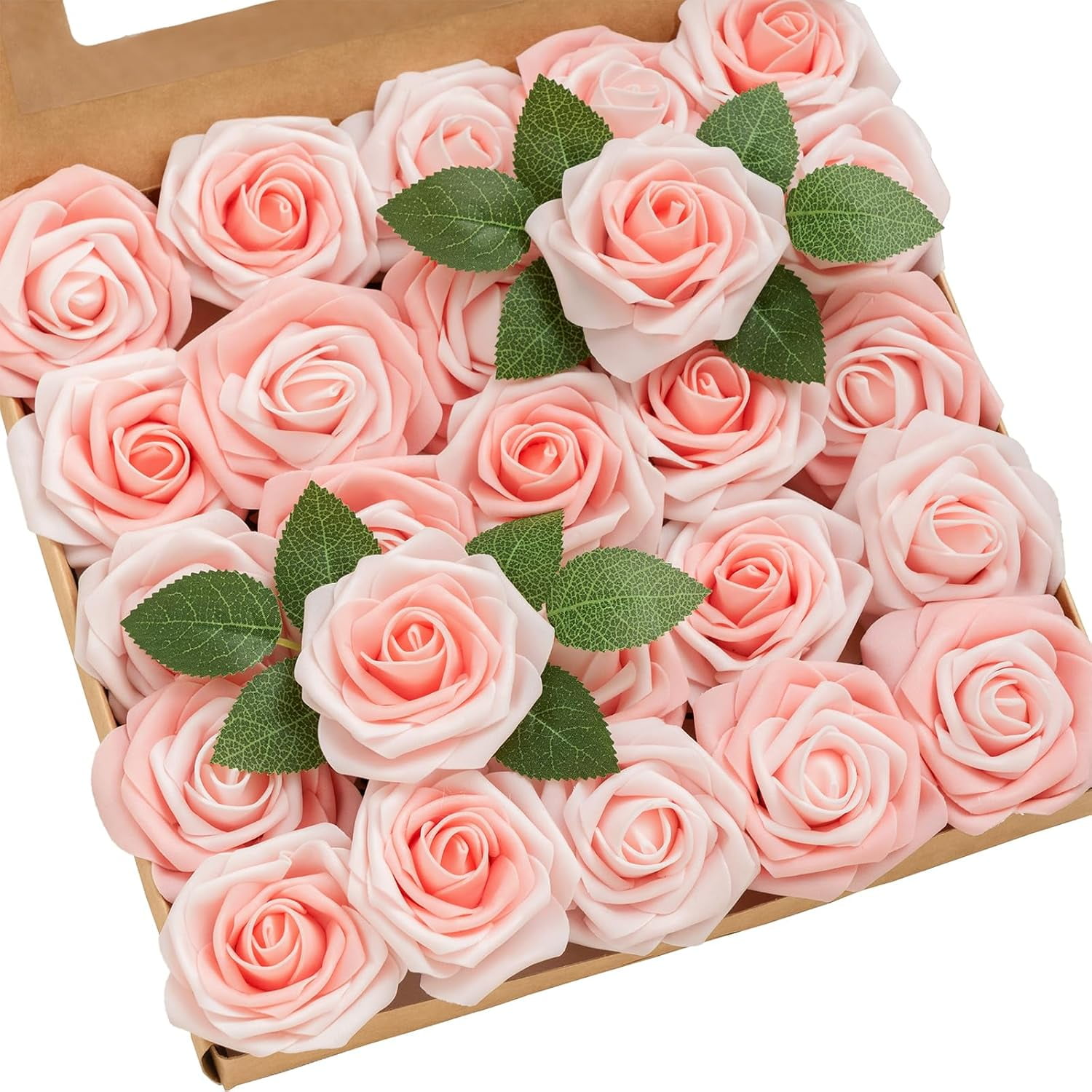 Ling's Moment Artificial Flowers 50Pcs Ivory Roses Decor w/Stems,3 ...