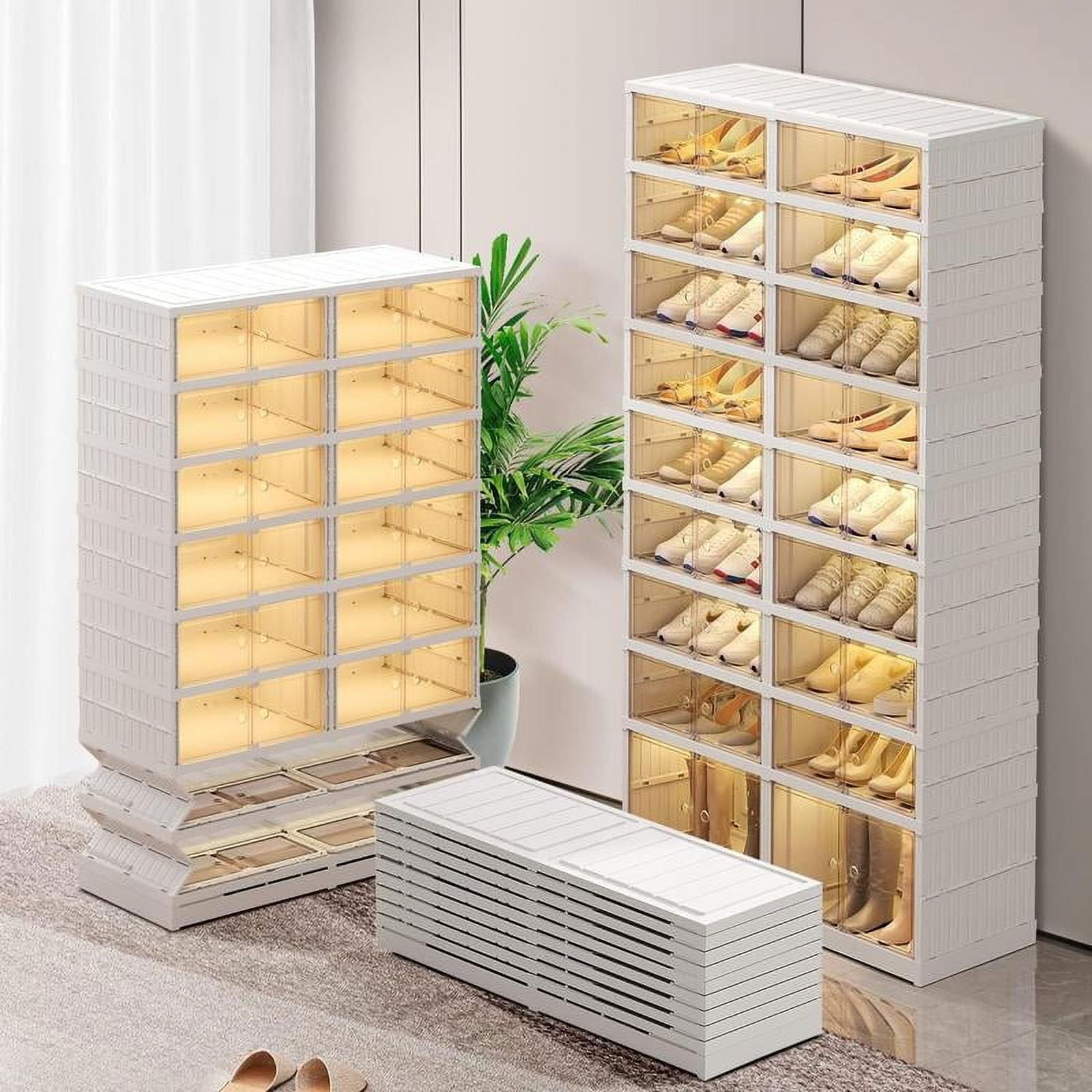 LingRong 9-Tier Foldable Light Shoe Rack Organizer Collapsible ...
