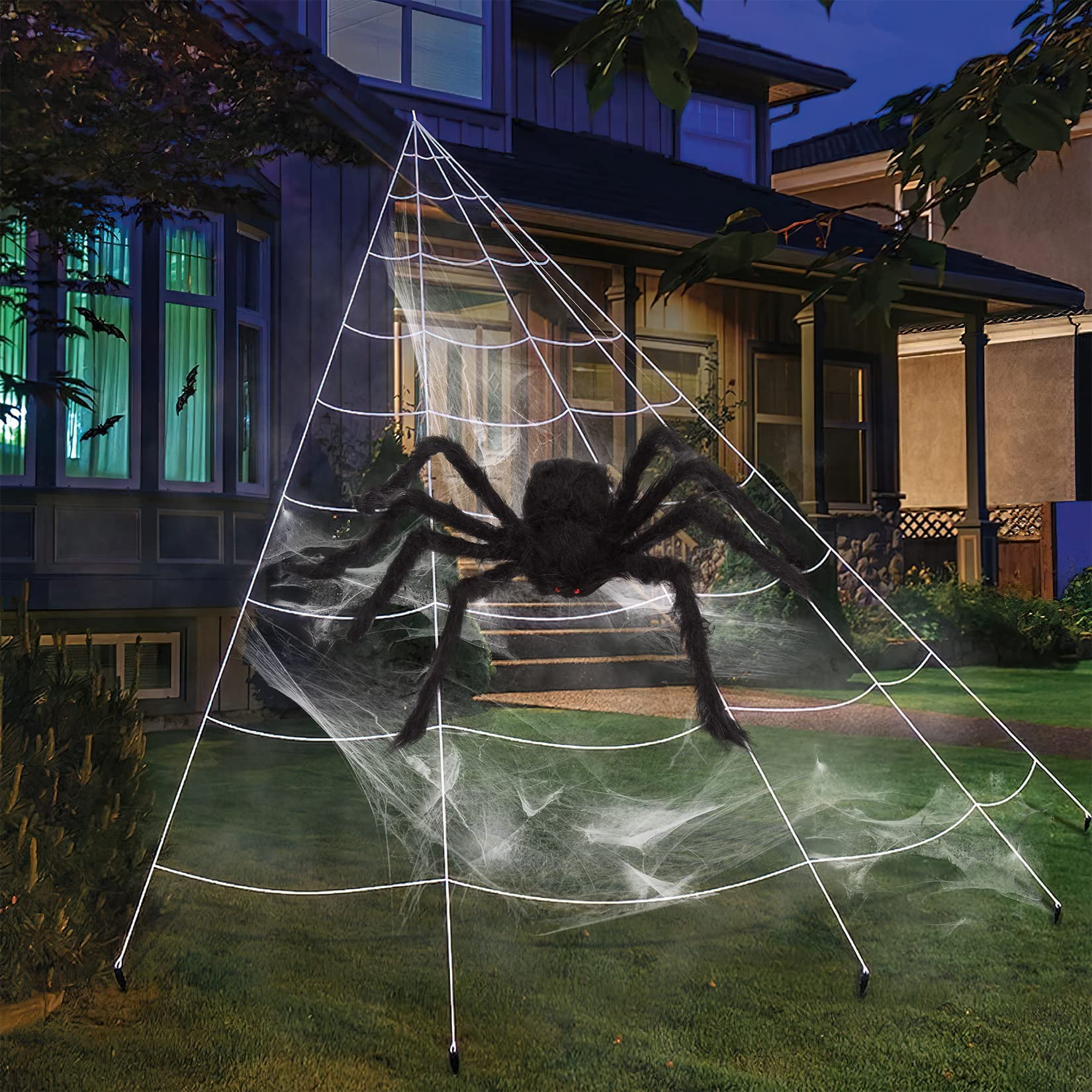 LingStar 200" Spider Web Halloween Decorations, Giant Fake Spider with ...