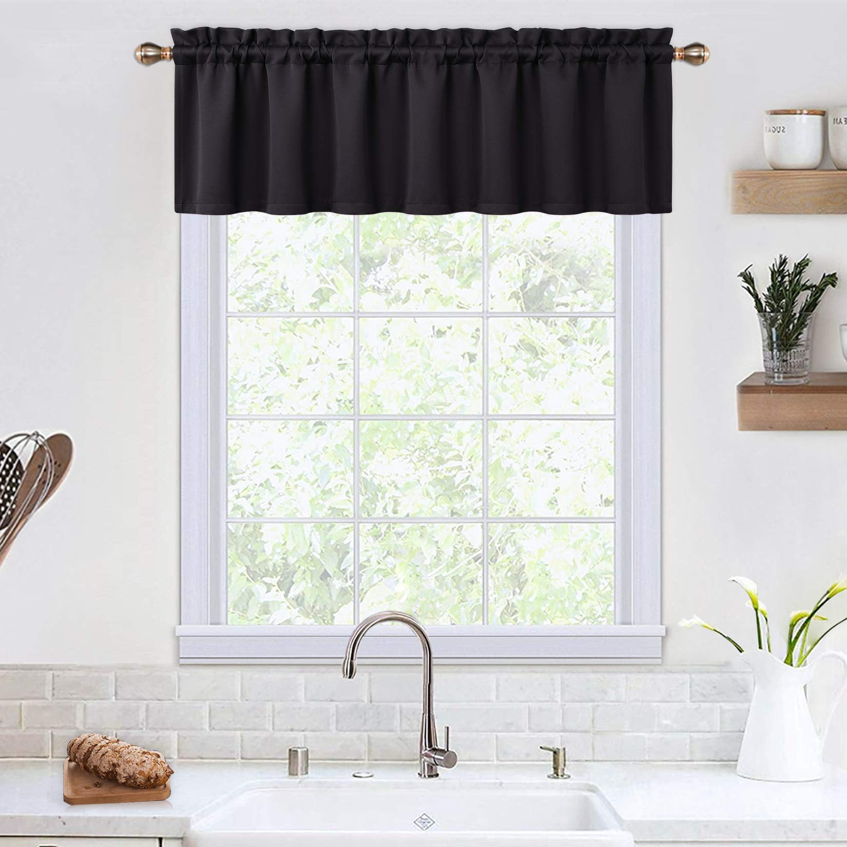 LingStar Blackout Valances for Windows Living Room Kitchen Bedroom ...
