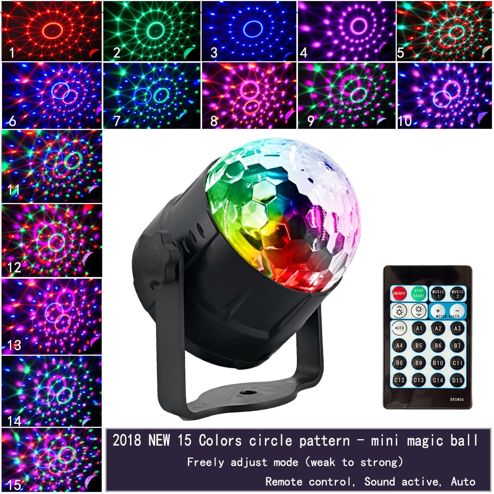 LingStar LED 15 Colors Sound Activated Mini Magic Ball Light with ...