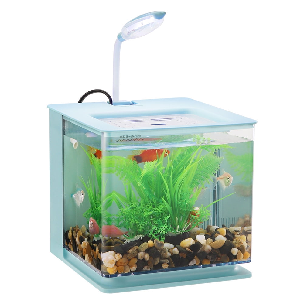 LingStar Small Fish Tank, Small Aquarium With Built-in USB Water Pump ...