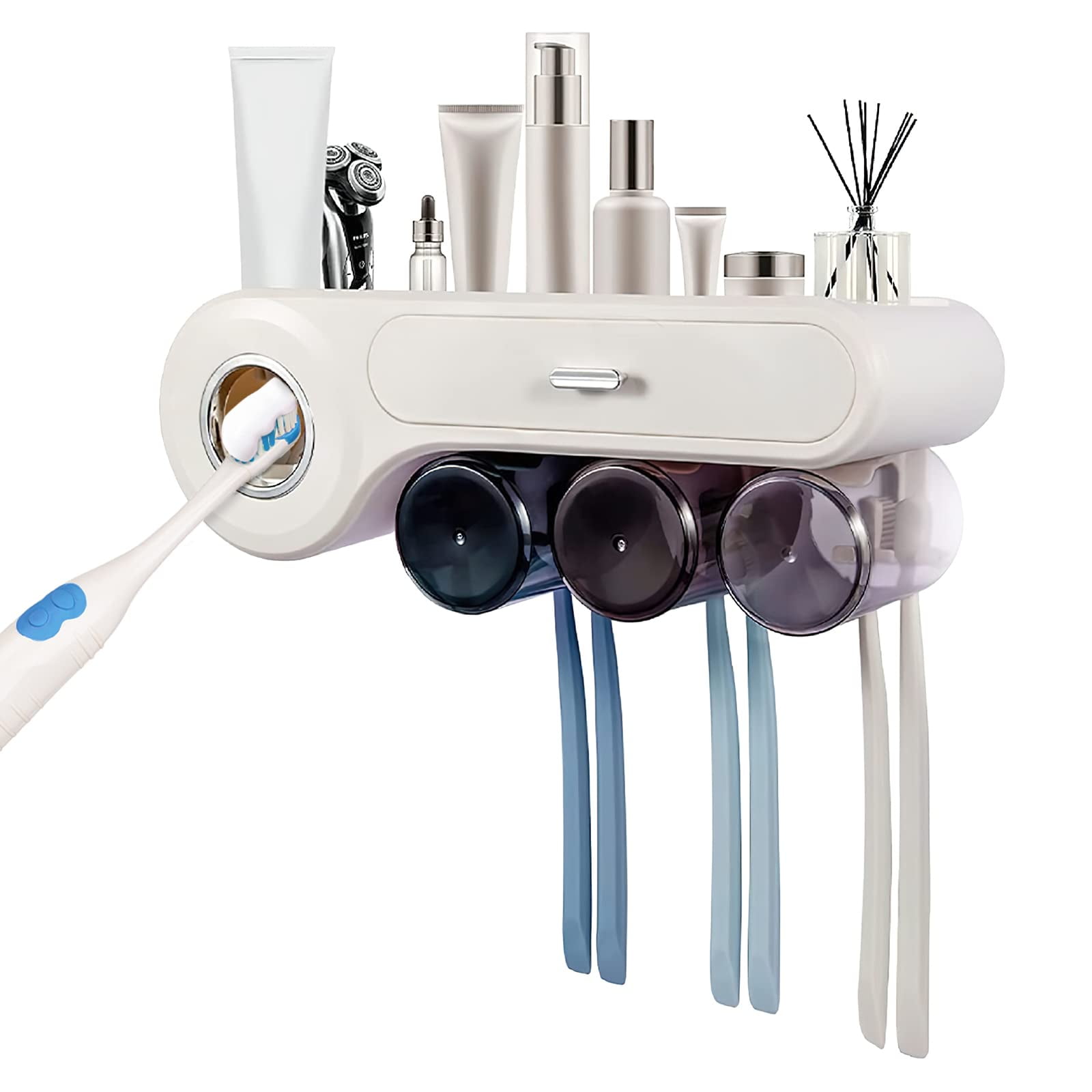 LingStar Toothbrush Holder Wall Mounted, 3 Cups Toothbrush Holder Wall ...