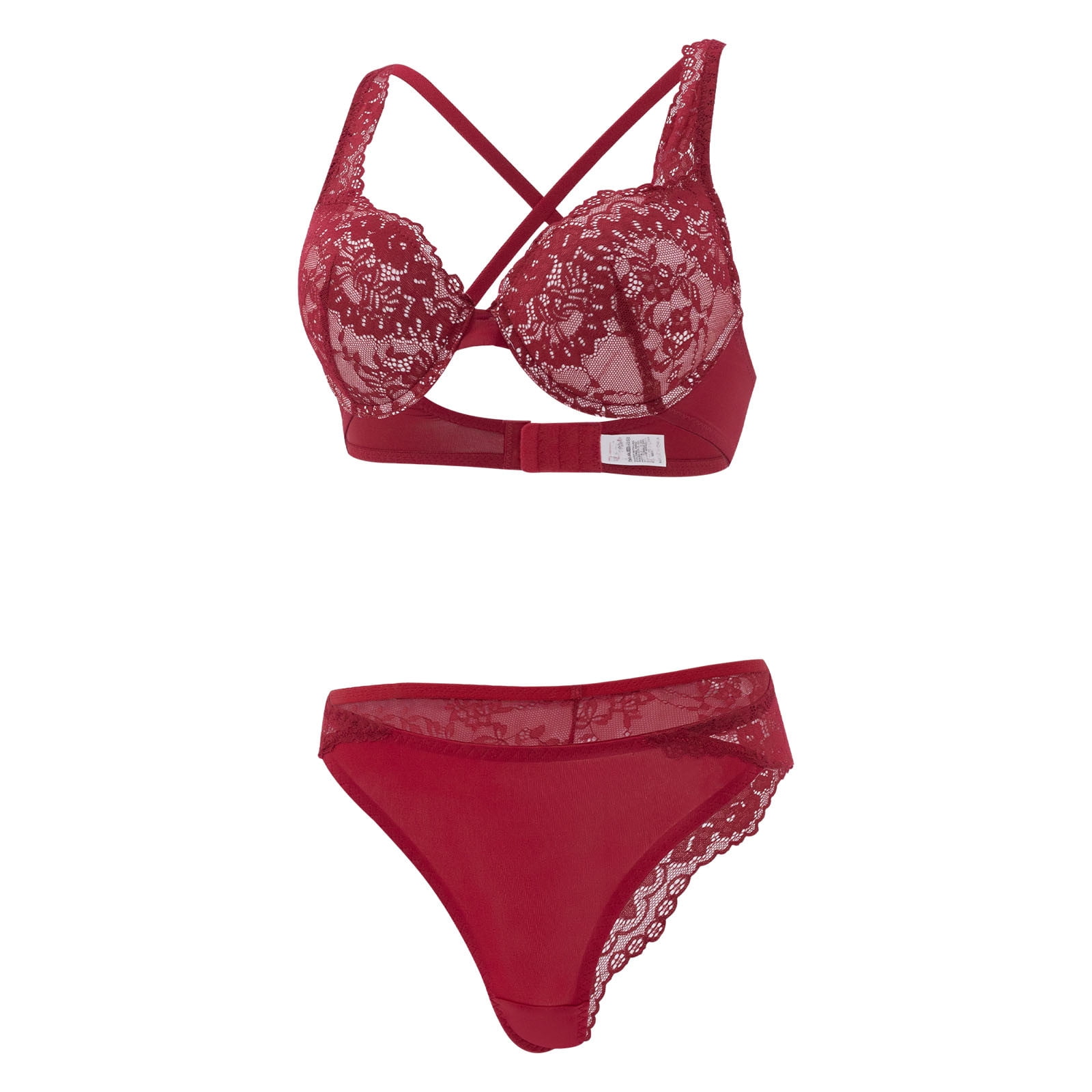 Lingerie Sets for Women, Deep Red Lace Christmas Set, Adjustable Deep V ...