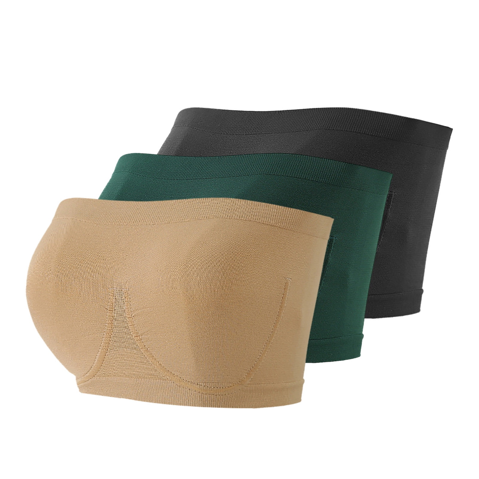 Lingerie for Women 3PC Stretch Strapless Bra Summer Bandeau Bra Plus ...