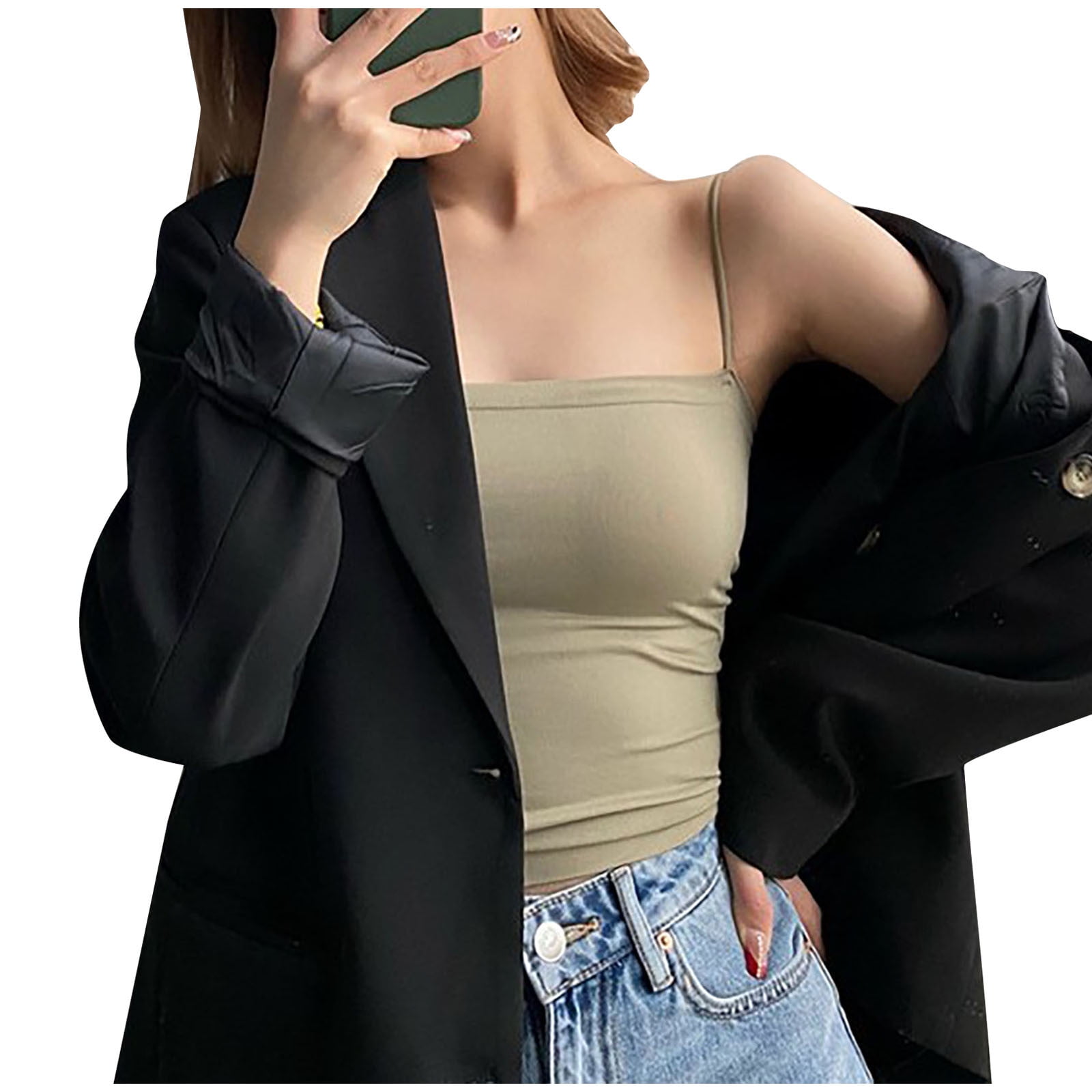 for Women Solid Color Seamless Tank Top Shape Camisole Top - Walmart.com