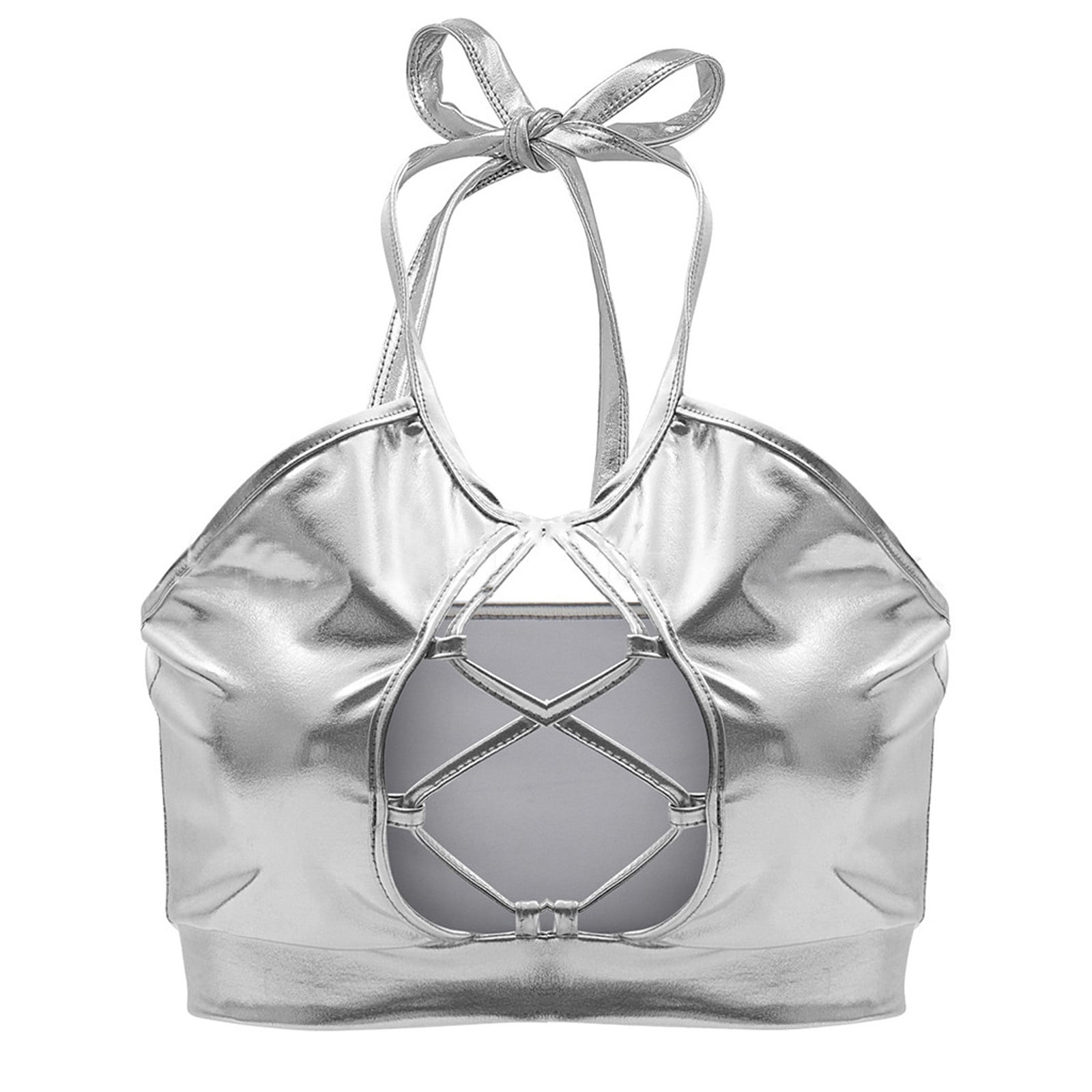 Lingerie for Women Women's Shiny Bra Rave Bandeau Vest Bra Holographic ...