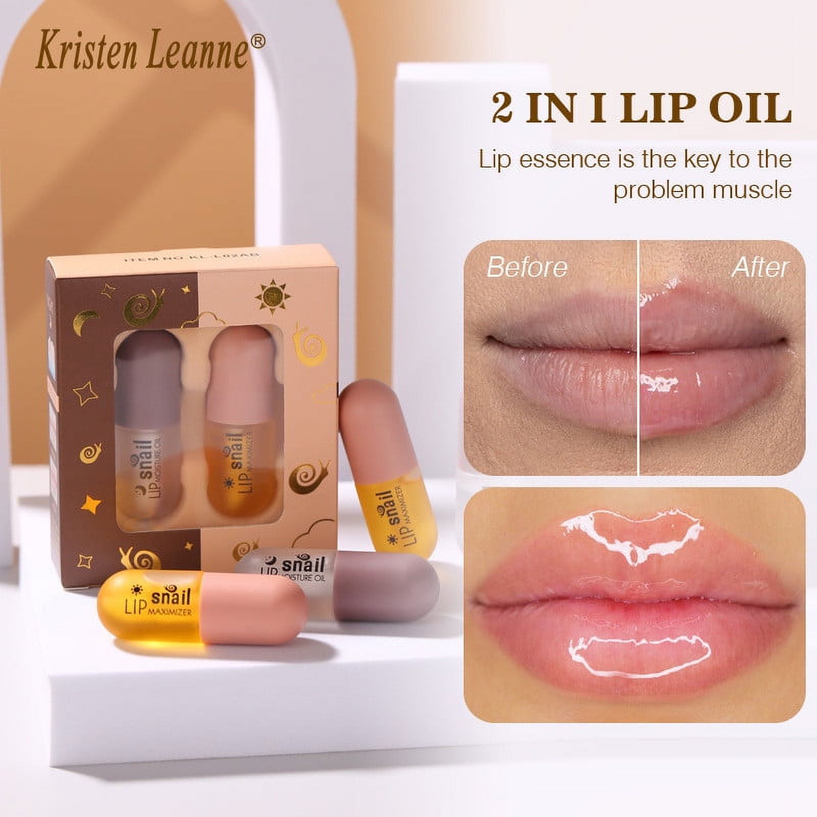 Lingouzi 2pcsLip Plumper Set,Natural Lip Plumper And Lip Care Serum, Lip Gloss,Lip Enhancer For ...