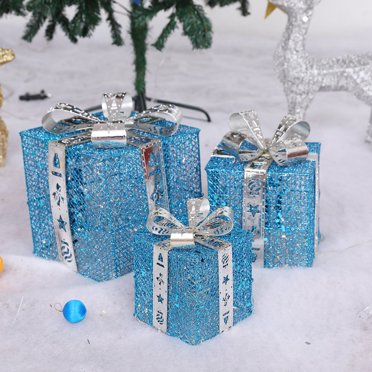 9PCS Christmas Box Decoration Christmas Stacking Boxes 3 Sizes Gift ...
