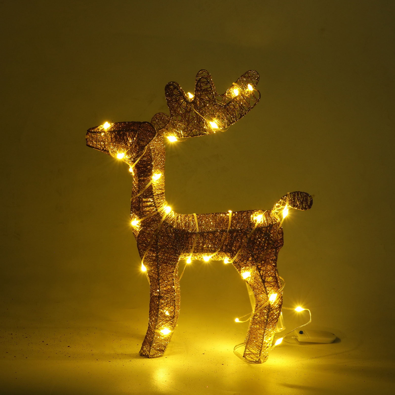Lingouzi Christmas Reindeer Decor Light, 4 Inch Lighted Glitter ...