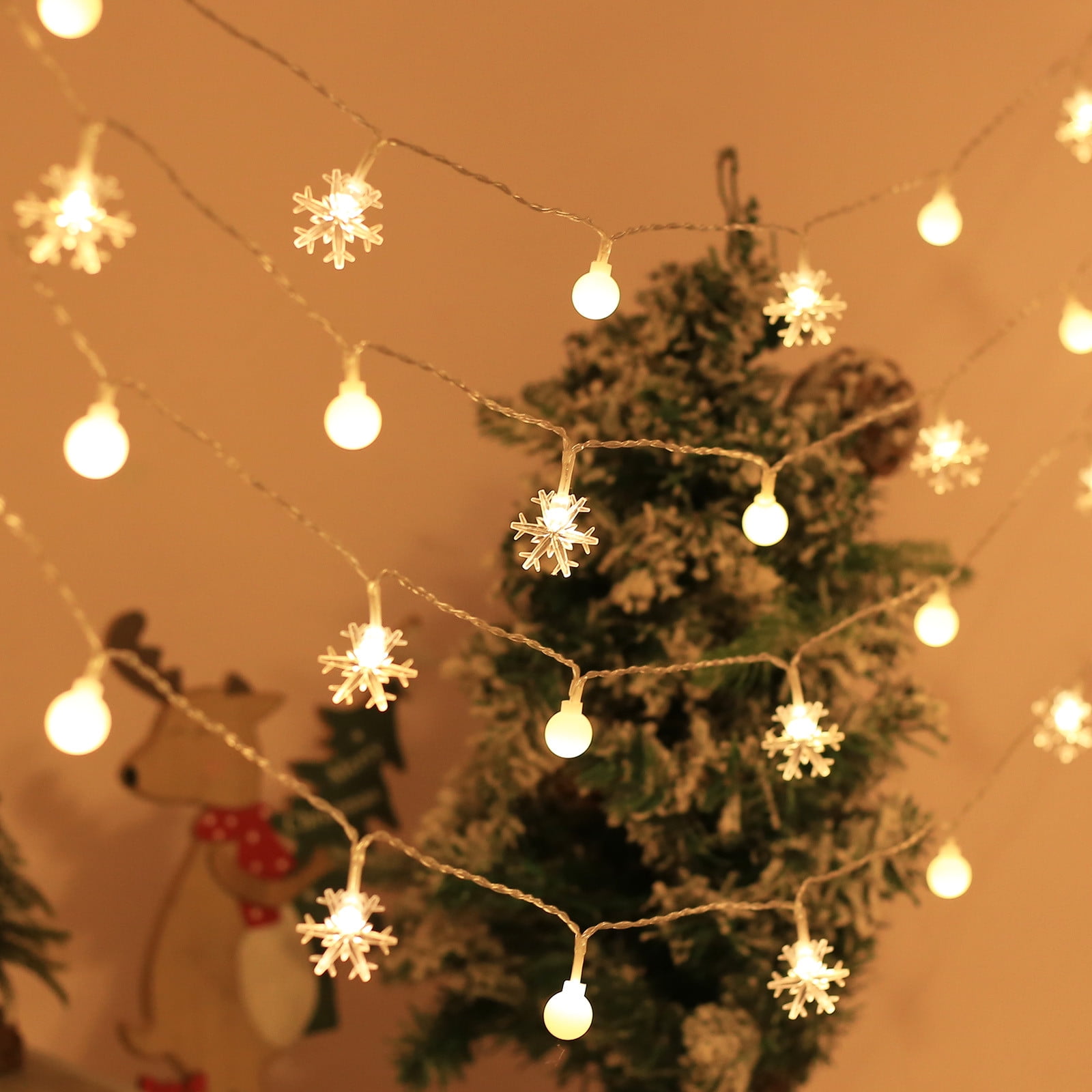 Lingouzi Led Frosted White Ball Pentagram Decorative Light String ...