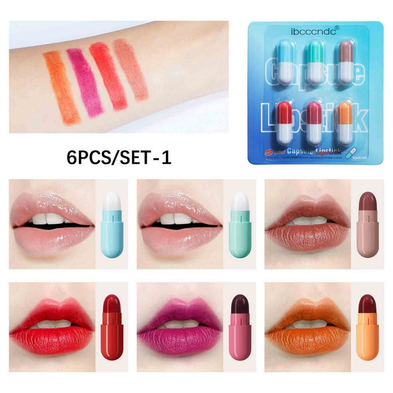 Lingouzi Mini Pills Matte Lipstick 8 color Non sticky Cup Velvet Matte Lipstick