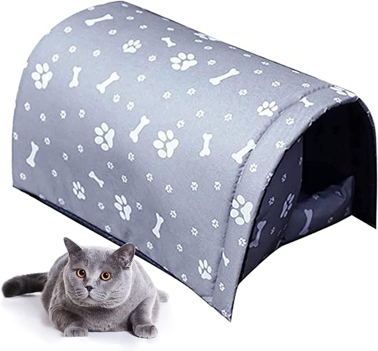 Lingouzi Outdoor Feral Cat Shelter Medium Outdoor Cat House with Pet ...