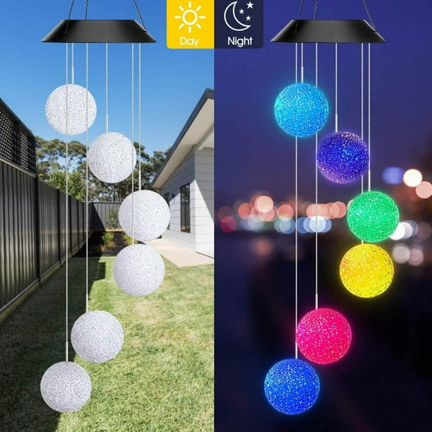 Lingouzi Solar Round Ball Wind Chime Light Spinners Spiral String ...