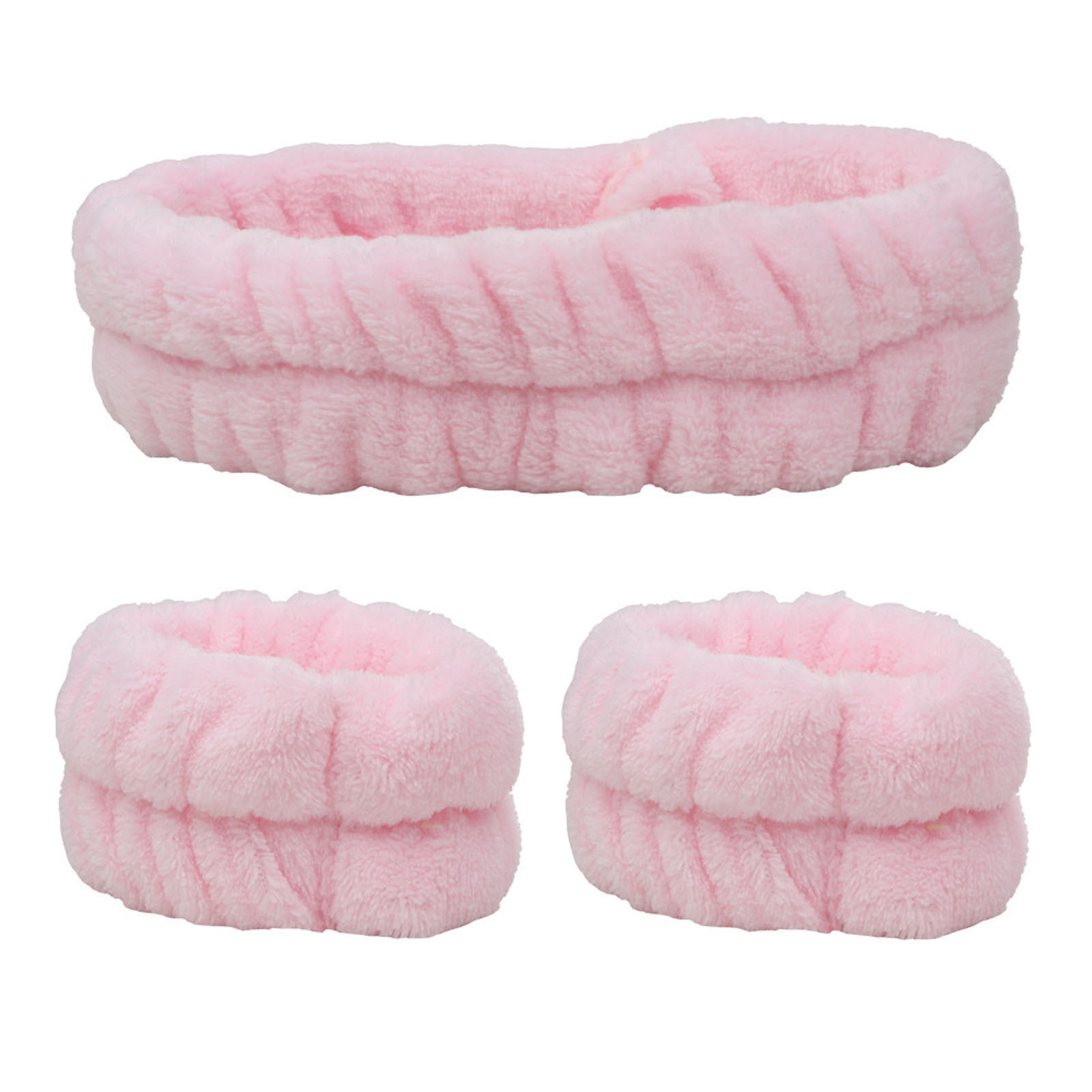 Lingouzi Spa Headband Wrist Washband Set, Coral Fleece Facial Makeup ...