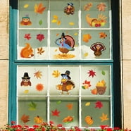 12 Sheets of Thanksgiving Window Stickers, Seasonal Fall Turkey Decals ...