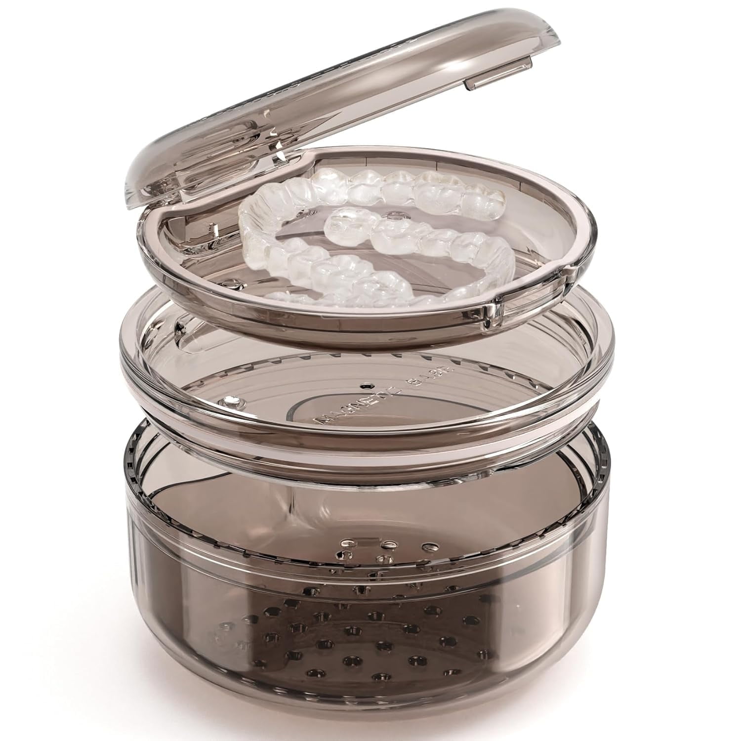 Lingsheng Denture Cup, 2 in 1 Denture Bath Box for Complete Clean Care ...