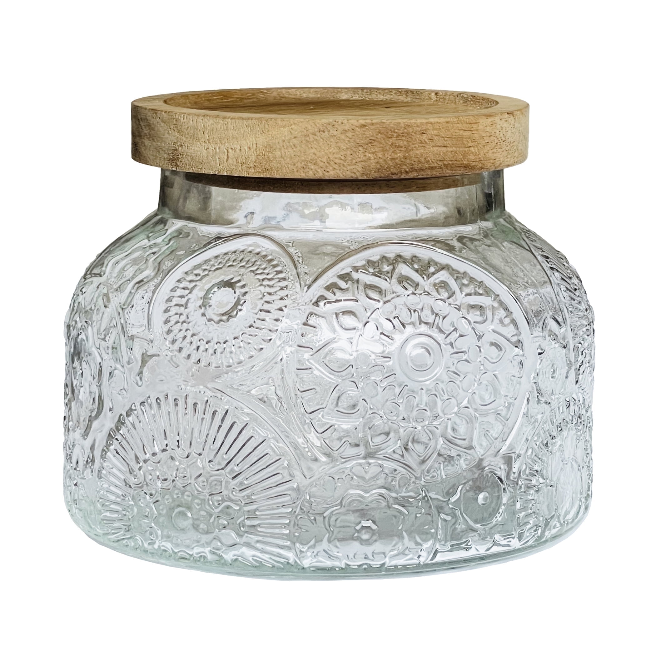 Lingshine 24.5 oz Decorative Glass Jars with Airtight Wooden Lids ...