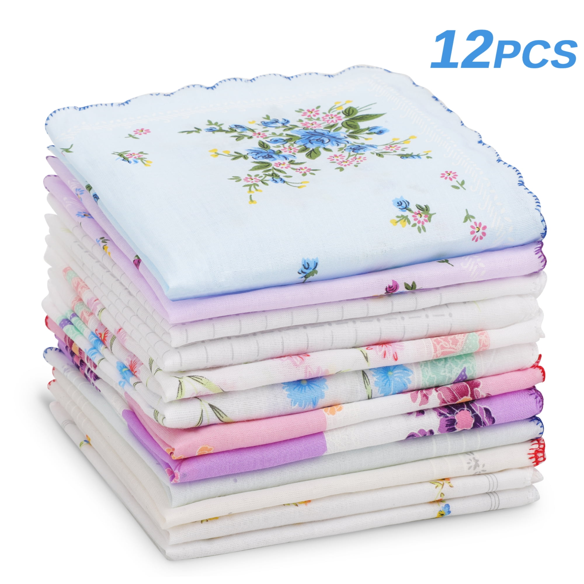 Cotton Hankies 3-Pack Ladies Cotton Handkerchiefs White Checked Hankies ...