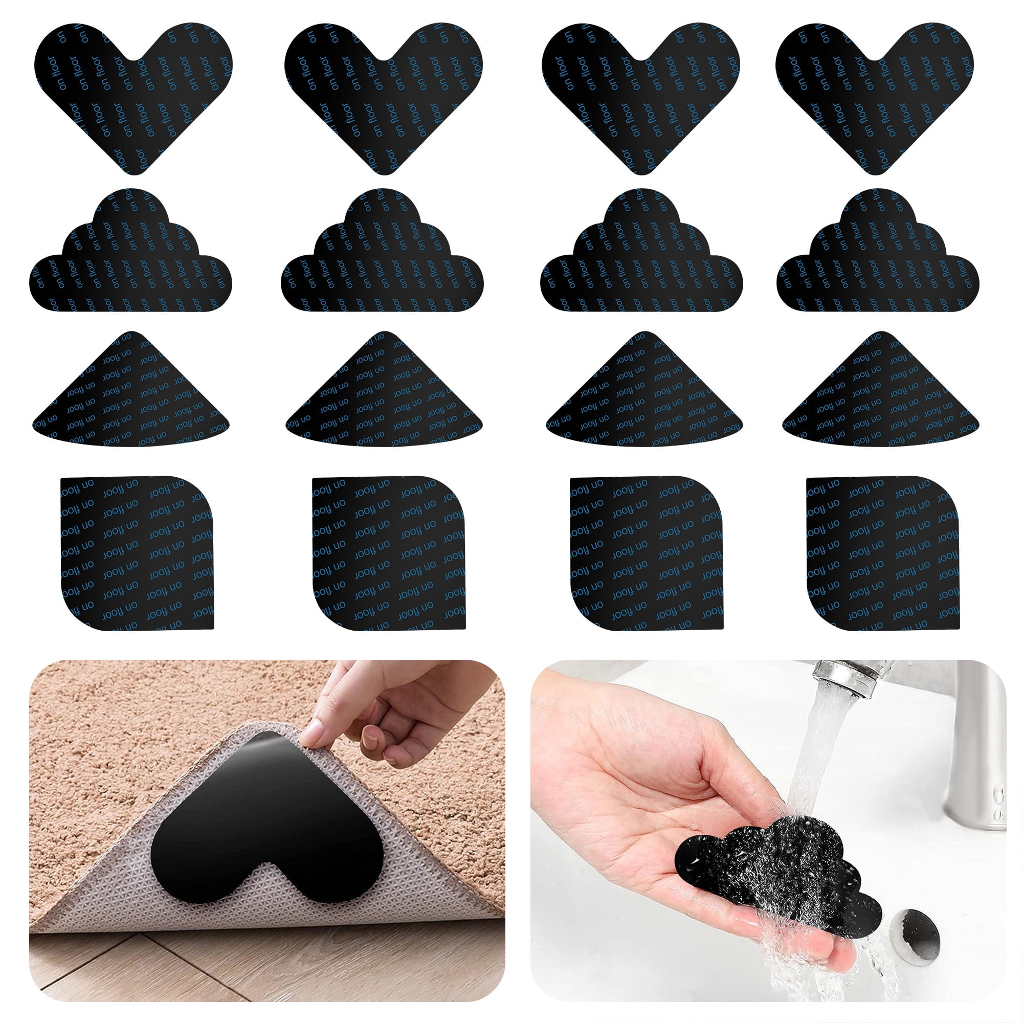 Lingsida 16pcs Rug Gripper Pads Non-Slip, Reusable Silicone Carpet ...