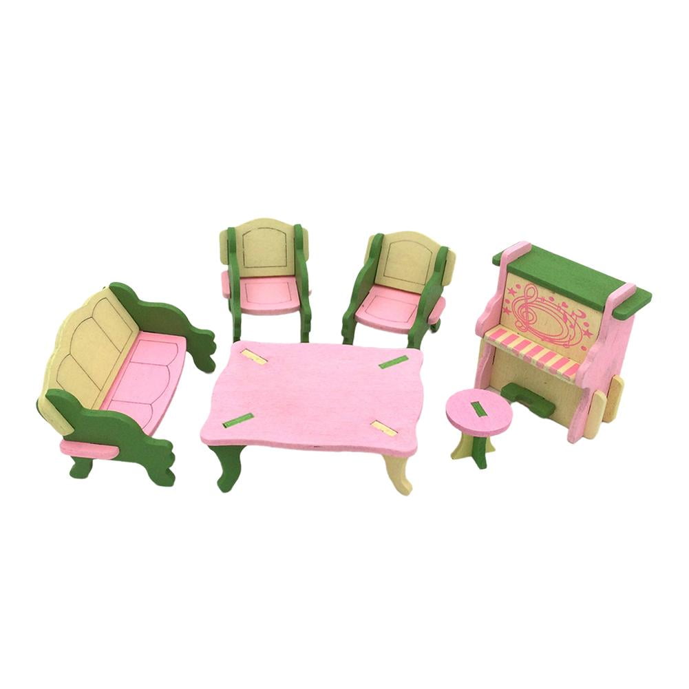 Lingsun Colorful Doll House Furniture Room Set, Wood Miniature GX I4L9 ...