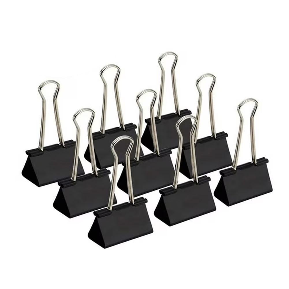 Lingsun Medium Binder Paper Clips Clamps Black, Metal Foldback Bulldog ...