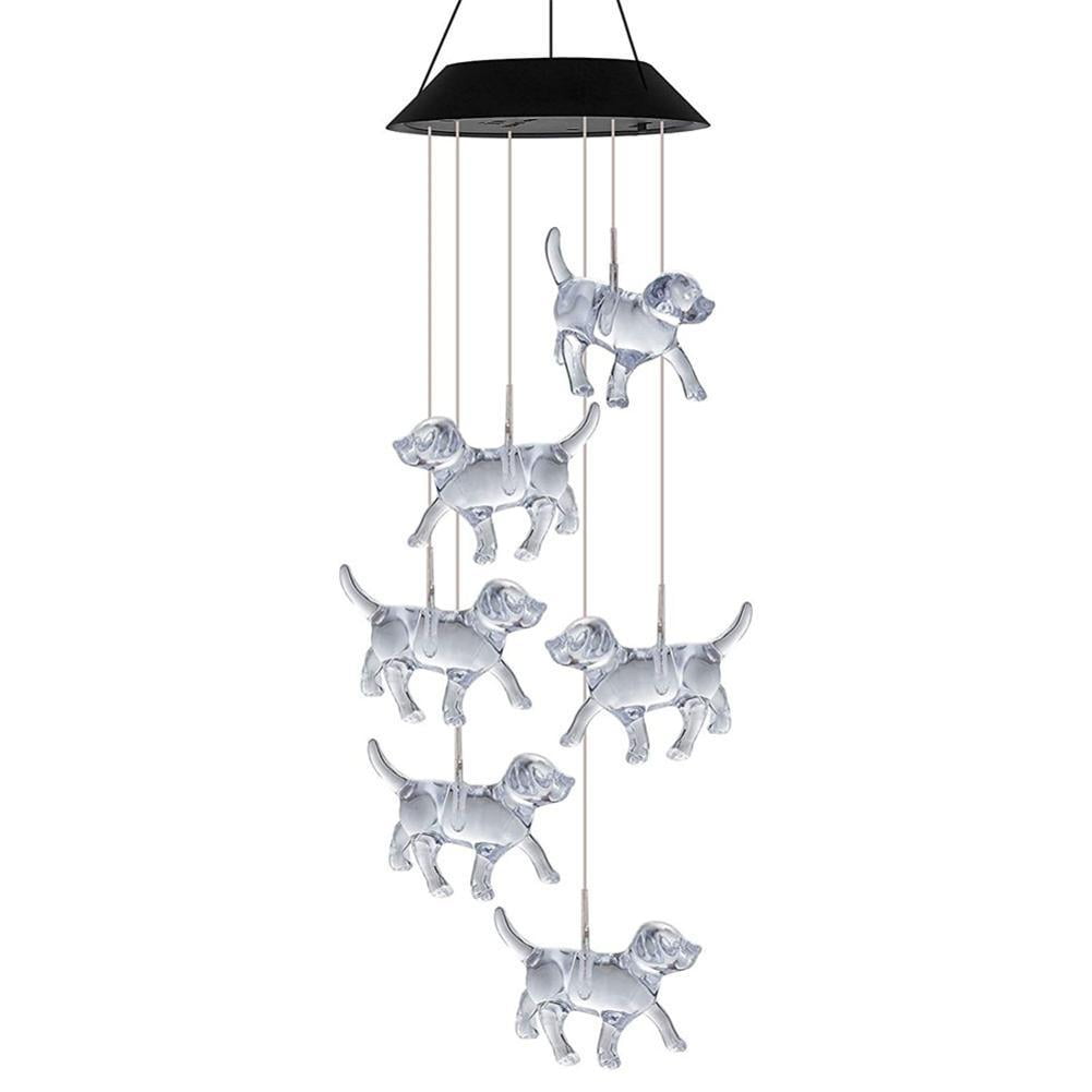 Lingsun Solar Powered Dog Light Wind Chimes Lamp Color Changing Home ...