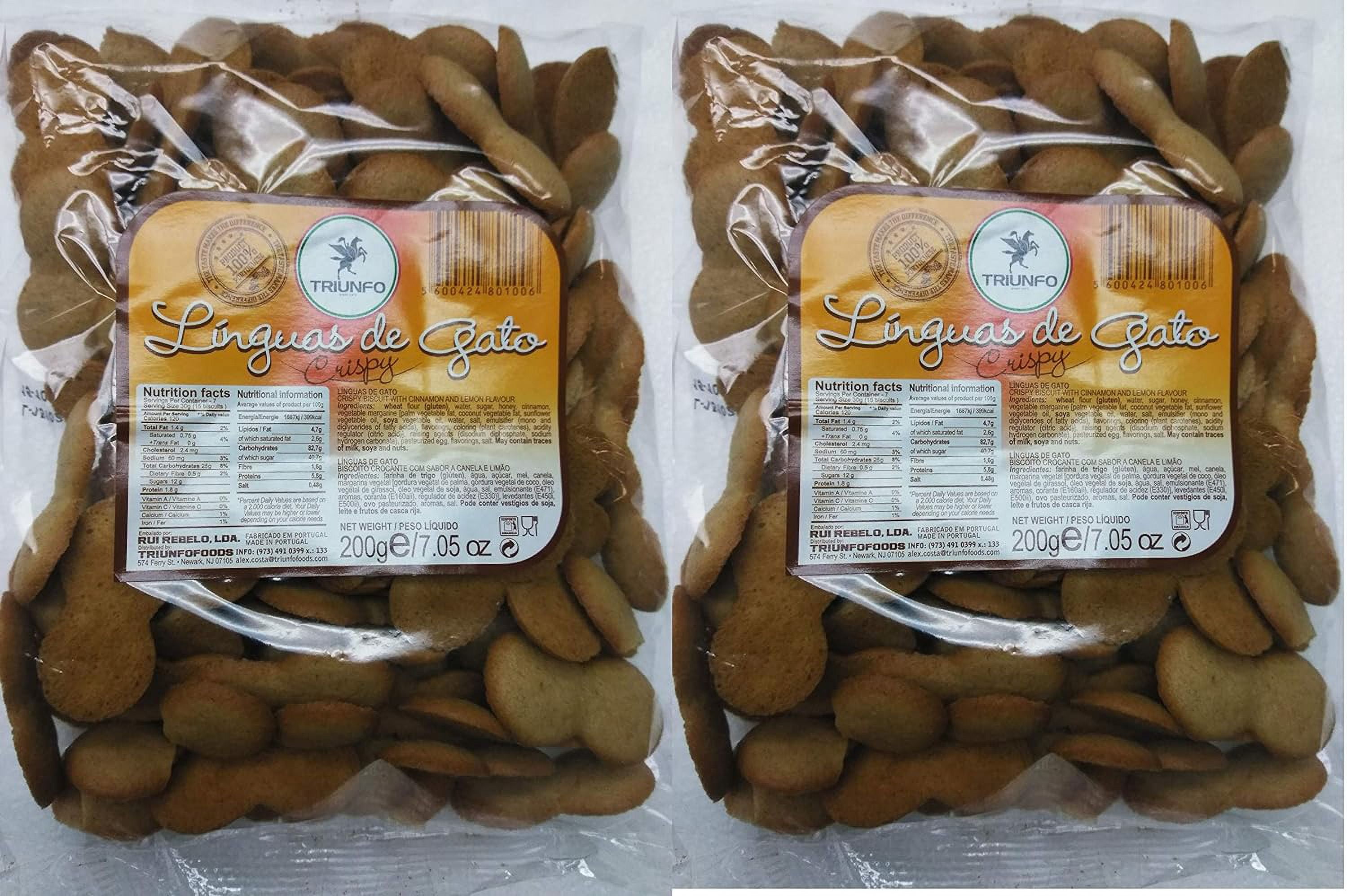 Linguas de Gato Biscoito Crocante com Sabor a Canela e Limao 200 s. - 2 ...