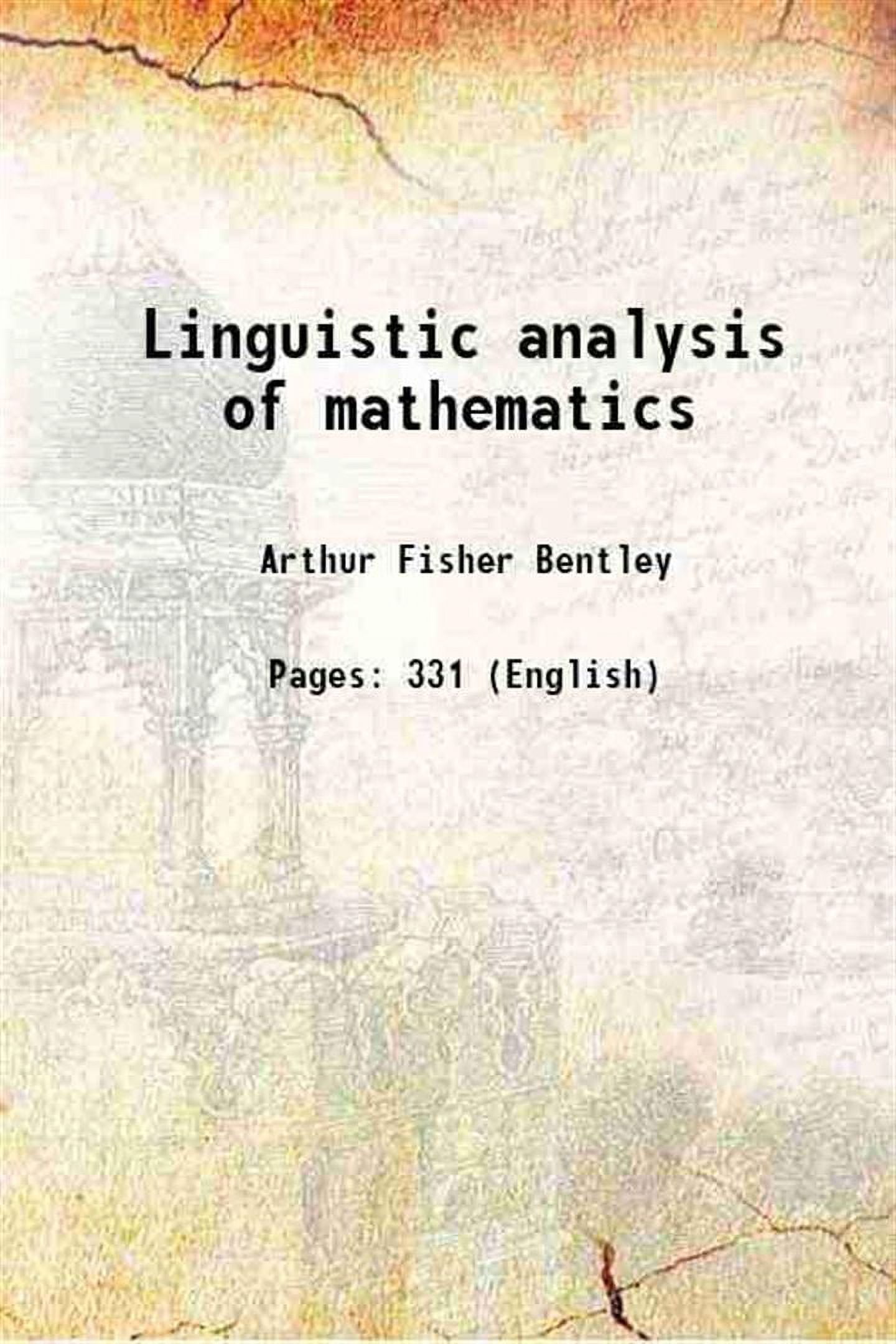 Linguistic analysis of mathematics 1932 - Walmart.com