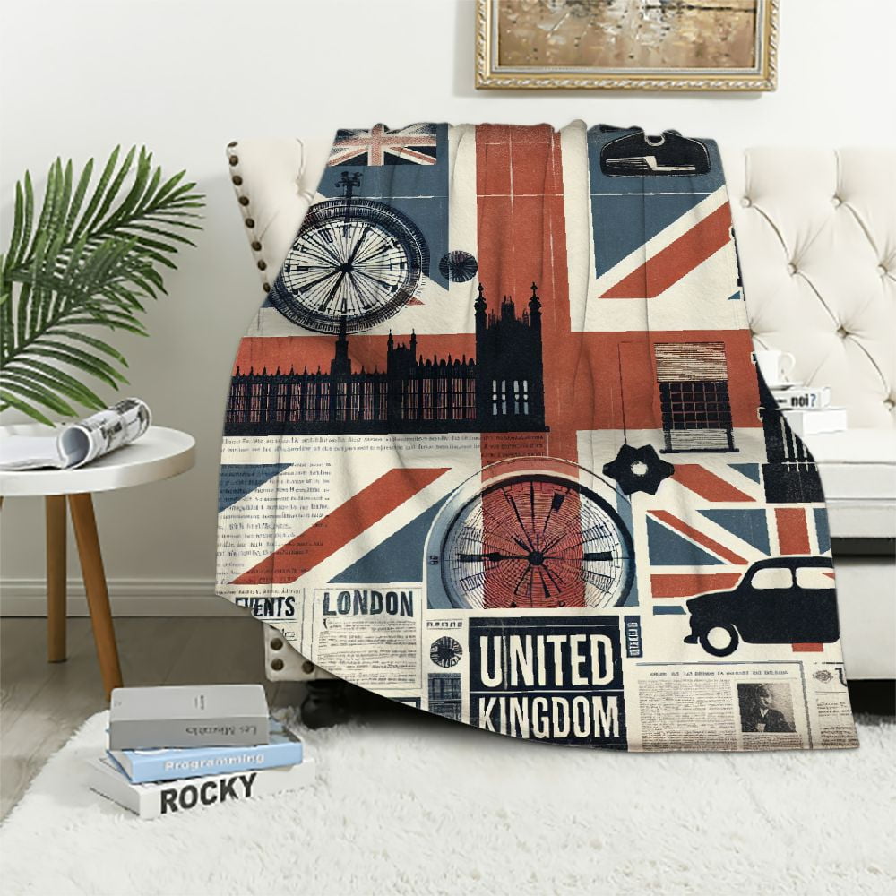 Lingy All Seasons 60" x 80" Soft Plush Cozy Throw Blanket Retro Style ...